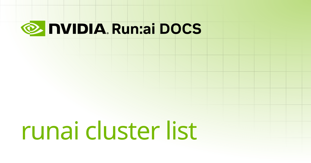 runai cluster list | Run:ai Documentation